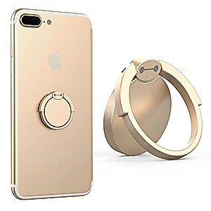 VOVIGGOL Cell Phone Ring Holder Finger Kickstand, 360° Rotation Cute Phone Ring Grip Phone Ring Stand Metal Phone Ring for Car Mount Magnetic Compatible with All Smartphones (Gold)