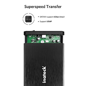 Inateck 3.5 Hard Drive Enclosure, Aluminum USB 3.0 Sata HDD Enclosure, FE3001