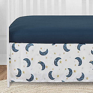 Sweet Jojo Designs Woodland Bear and Owl Baby Boy Girl Nursery Crib Bedding Set - 4 Pieces - Navy Blue, Grey, Gold and Black Celestial Moon Star Watercolor Forest