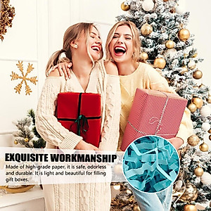 ZEBMOON 1 LB Aqua Cyan Crinkle Cut Paper Shred Filler Great for Gift Wrapping, Basket Filling, Birthday, Wedding, Halloween, Thanksgiving, Christmas Day, New Year Party Decorations Filling Supplies