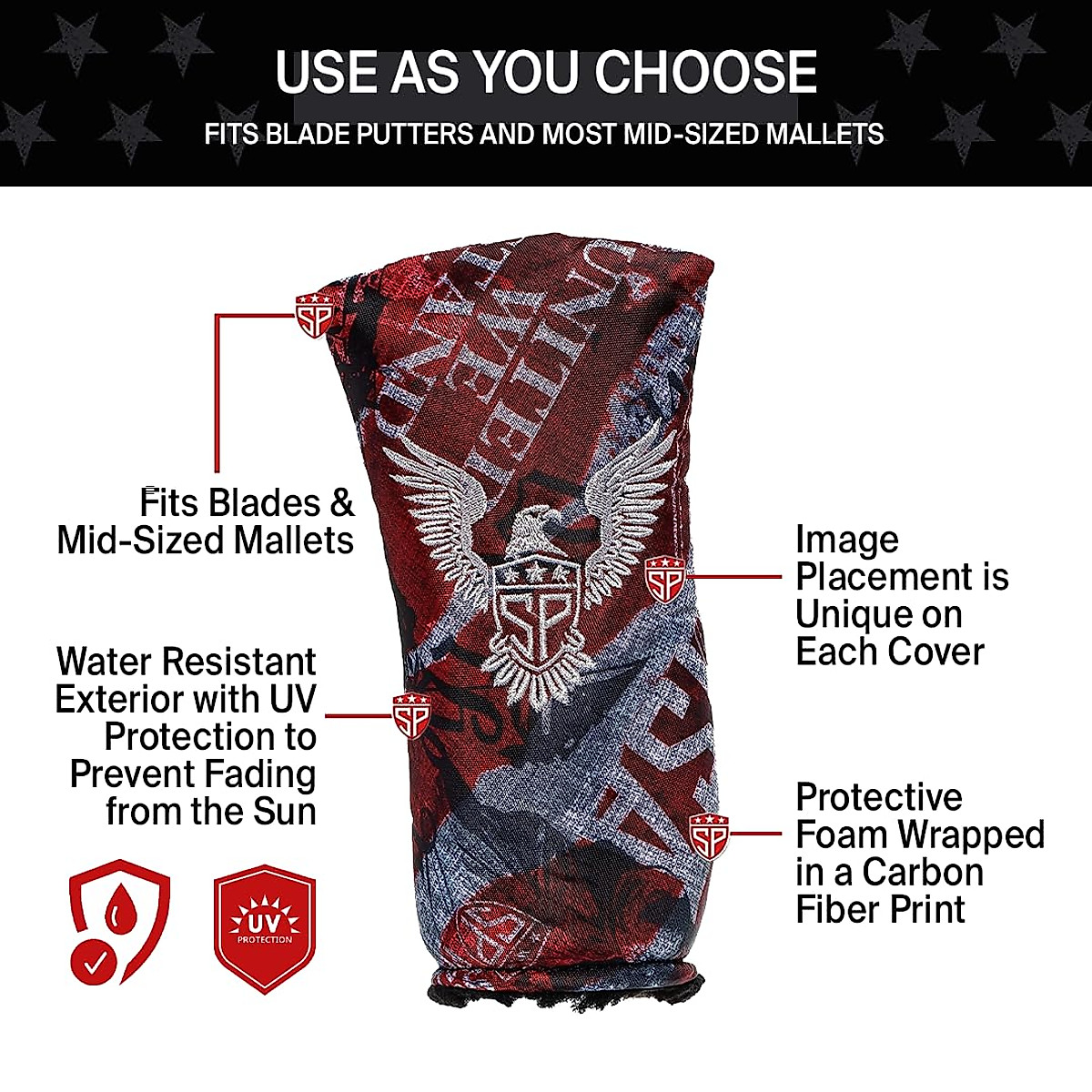 Subtle Patriot Putter Golf Club Head Cover (Patriot)