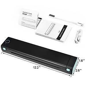 Portable Printers Wireless for Travel Mini Printer, Bluetooth Mobile Printer, Inkless Thermal Printer Support 8.26"x11.69" A4 Thermal Paper, Compatible with Android and iOS Phone & Laptop