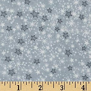 Comfy Flannel Stars Grey, Fabric by the Yard