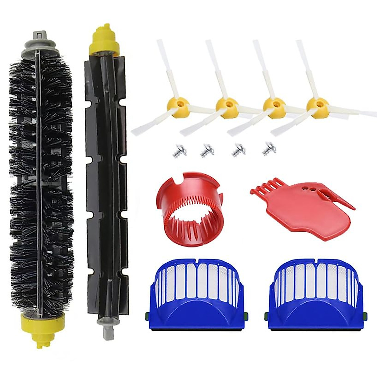 Replacement Parts Kit for irobot Roomba 600 Series 694 676 675 692 695 677 671 690 680 660 650 620 614 610 600 & 500 Series 595 585 564 Vacuum Robot, 1 Set Main Brush, 2 Filter, 4 Side Brushes