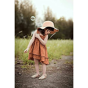 Vintage Fedora Floppy-Hat Kids Girl's Wide Brim Felt Bowler-Hat for 3-8 Years Old (Camel, 5-9 Years)