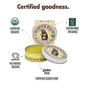 Badger - Unscented Dry Skin Balm, Sensitive Skin Balm, Moisturizing Balm for Dry Cracked Skin, Unscented Balm, Skin Moisturizer Balm, 2 oz