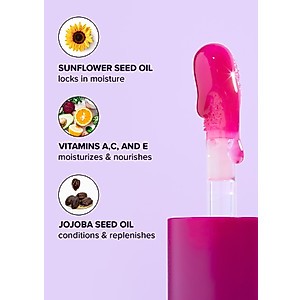I DEW CARE Lip Gloss - Glow Easy Raspberry | Jojoba Seed Oil, Vitamin C, Pigmented Glossy Stain, Hydrating, Korean Makeup, Pink Color, Glass Skin Look, 0.12 FL Oz