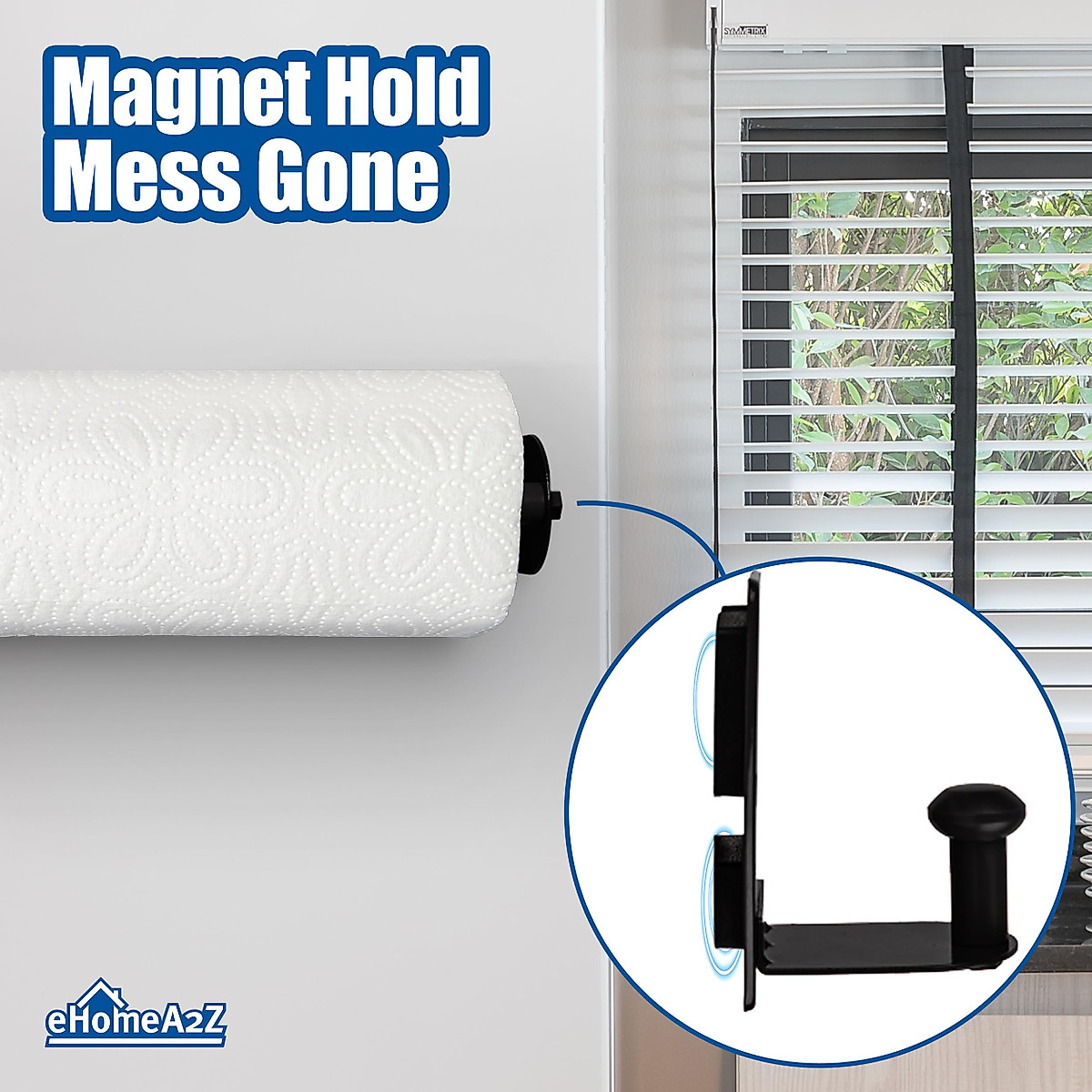 EHOMEA2Z Magnetic Paper Towel Holder Heavy Duty Steel Refrigerator Kitchen Fridge Bar Grill BBQ RV (Black, 1)