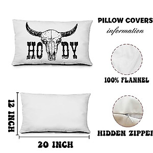 Qvapt Western Cow Pillow Covers 12x20,Western Howdy Throw Pillow Covers,Cowhide Throw Pillow,Western Cushion Pillowcases,Western Decorations