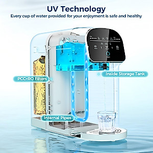 UV Countertop Reverse Osmosis System Water Filter, 5 Stage RO Water Filtration System, NSF/ANSI 58 Certified, 5:1 Pure to Drain, Countertop Water Filtration for Home(No Installation Required)