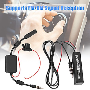KSaAuto 12V Car Antenna Booster Stereo FM AM Radio Signal Amplifier Amp for Car Vehicle Truck SUV Boat Marine UTV RV Accessories FM Amplifier Audio Radio Stereo Media Head Unit Receiver