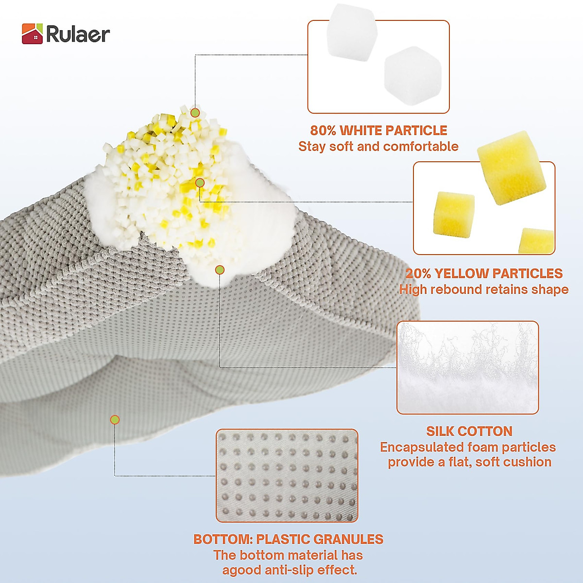 RULAER Tufted Bench Cushion Indoor 42x16x4 inch Extra Thick Soft Bench Cushion Non-Slip Durable Patio Cushions for Outdoor Furniture Double Piping Bench Chair Pad, Gray