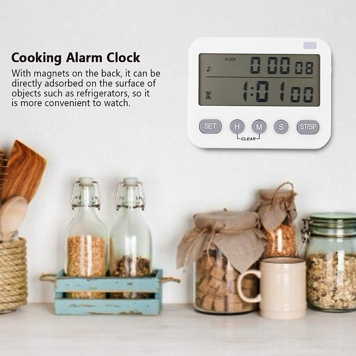 Silent Cooking Timer, Digital Timer Vibrating Alarm Clock Home Kitchen Reminder Clock for Kids Seniors Homework Classroom Yoga Office