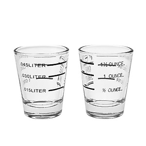 Beautyflier Pack of 4 Cocktail Wine Jigger Clear Glass Shot Glasses Drink Spirit Measure Cup For Measurement Bar Party Kitchen Tool, 1.5oz