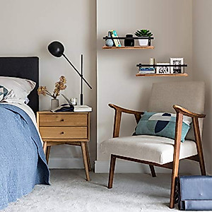 PHUNAYA Floating Shelves,Wall Mounted Shelf for Kitchen,Living Room,Bedroom,Bathroom Storage,Rustic Wood,Set of 2