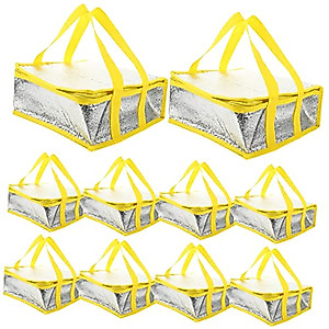 Beatifufu 10pcs Pizza Cooler Bag Car Organizer Bag Cooler for Car Portable Cooler Catering Supply Pizza Heat Bag Takeout Thermal Bag Delivery Storage Bag Hot Food Bag Insulated Bag Handle