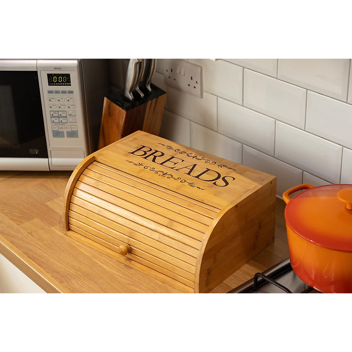 Cookbook People Original Rolltop Bread Box Bamboo Storage Bin