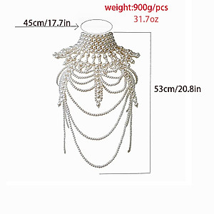 Sexy braid fringed pearl sweater chain French retro multi-layer imitation pearl body chain (79-TEZ9-1VKJ)
