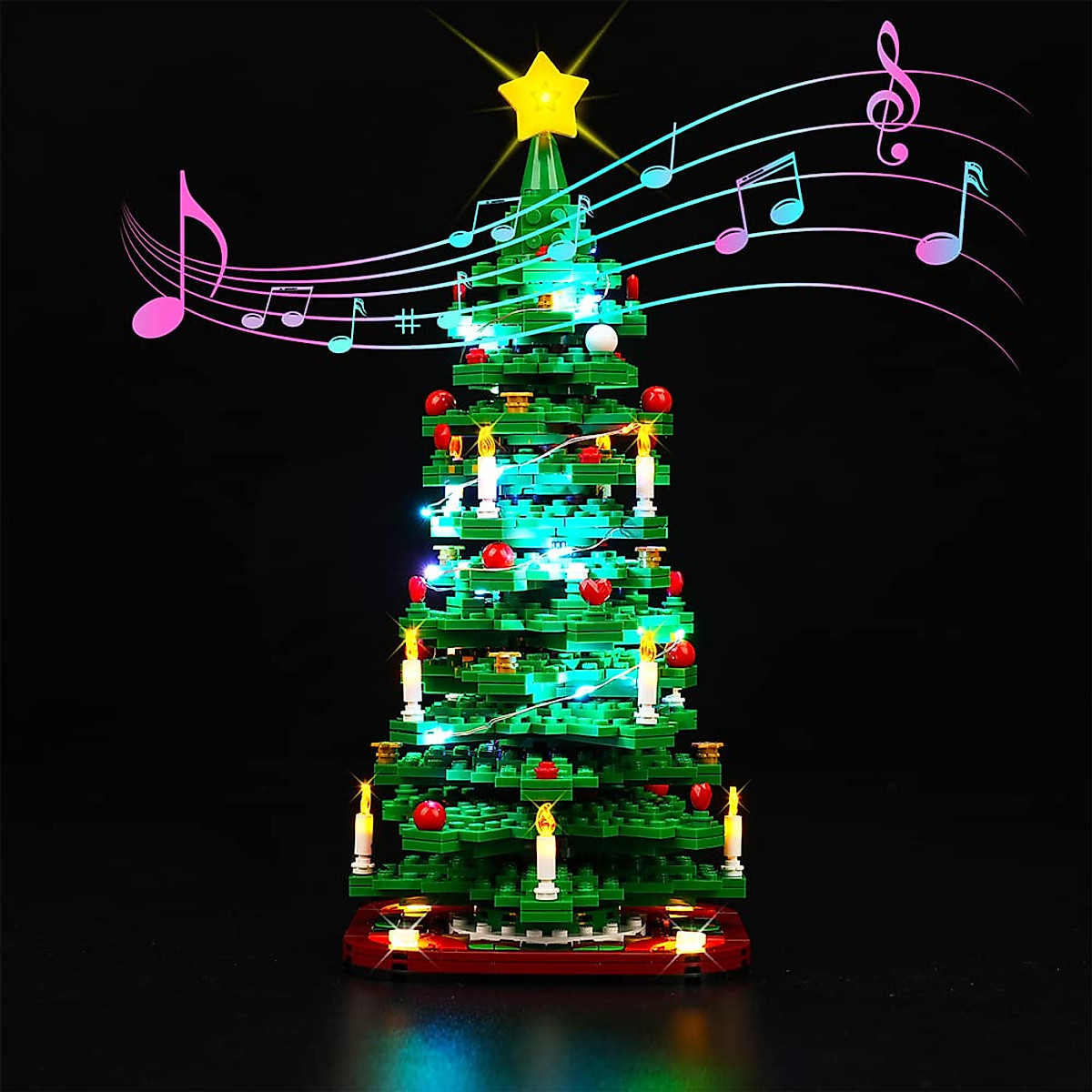 VONADO Led Light Kit Compatible with Lego Christmas Tree 40573(No Model),Decoration Lighting Kit Compatible with Lego Christmas Tree Building Toy Block (Music Version)