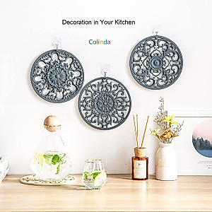 Extra Thick Silicone Trivet Mat for Hot Dishes, Hot Pots and Pans, Pot Holder, Hot Pad to Portect Your Table and Countertop, Kitchen Decor and Accessories,Merlot Red,Set of 3