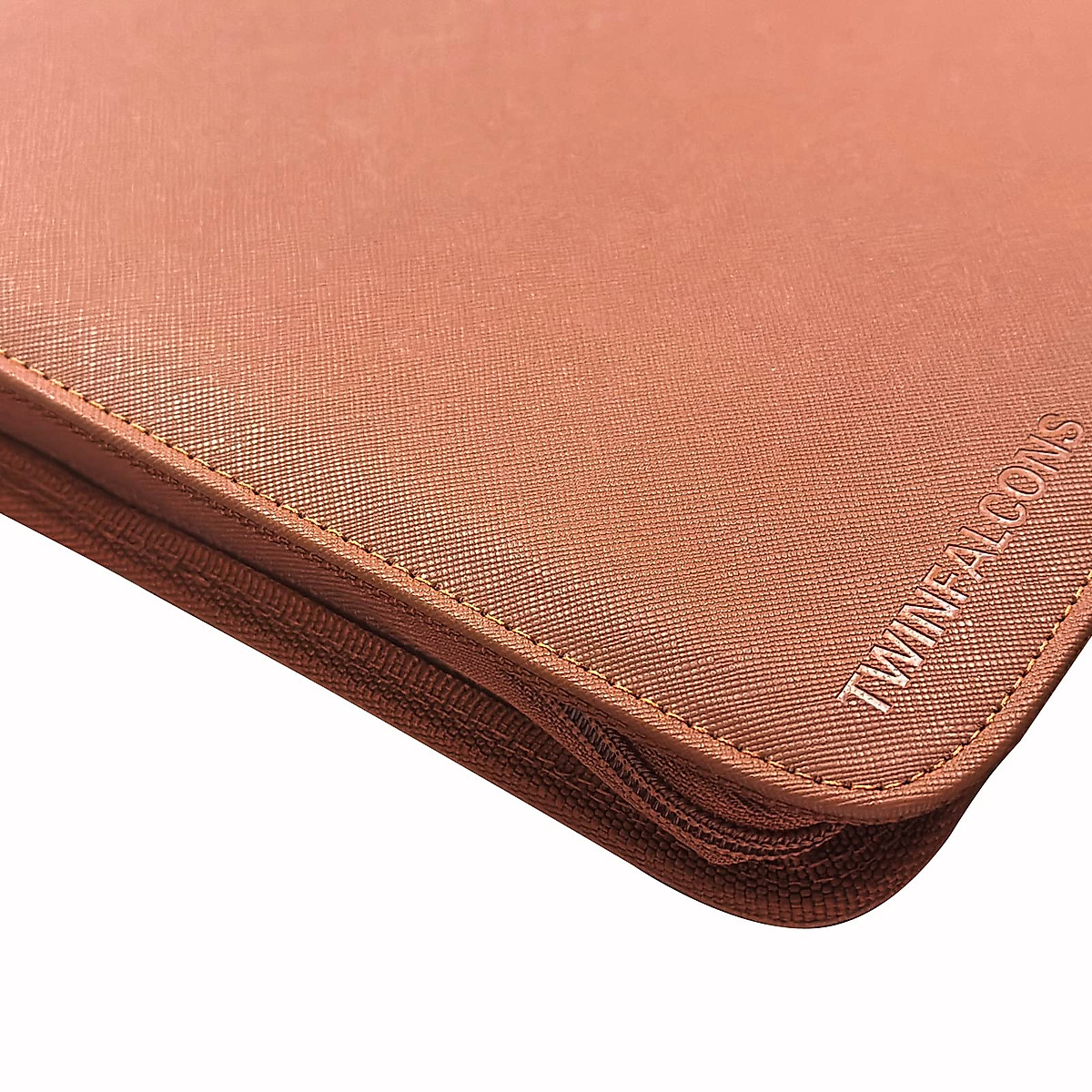 Portfolio Binder Organizer PU Leather Padfolio with 4 Ring Binder & Handle Zipper Padfolio for Documents Resume Tablet Business Cards Notebook Organizer Solar Calculator Included (Brown 4-Ring)