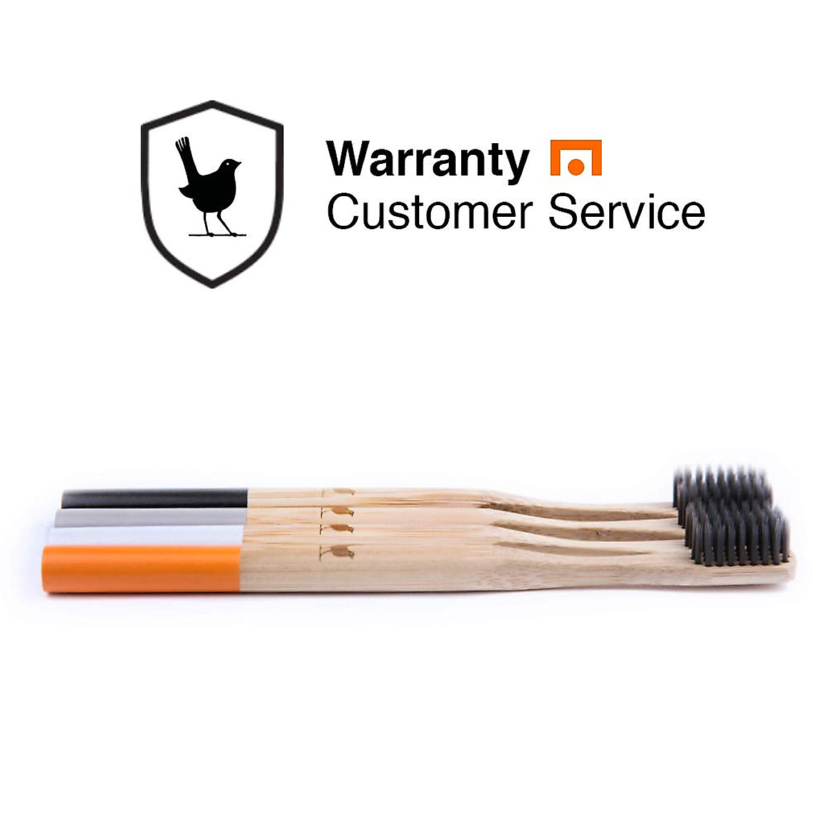 Native Birds Bamboo Toothbrush with Soft Charcoal Infused Bristles, Set of 4