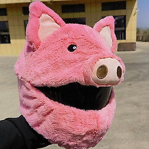 Motorcycle Helmet Cover, Windproof Plush Helmet Decoration Cute Pig Fun Rides & Gifts for Motorcycle Helmet Valentine's Day Gifts (Helmet not Included)