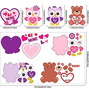 Valentine's Day Crafts Kits DIY Valentine Decorations Hanging Ornaments, Lanyards for Kids Family Entertainment Activities, 4 Styles (24 Sets)