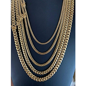 HarlemBling Miami Cuban Link Chain Or Bracelet - 14k Gold Plated Real Solid 925 Silver Necklace - Box Lock Cuban Link 4-10.5mm - Italy (26, 5mm Wide)