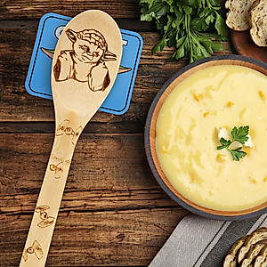 Luxxis Star Wars Gifts Kitchen Accessories Bamboo Cooking Utensils 7PC Set- 5X Organic Bamboo Spoons, 1X Kitchen Apron, 1X Dishwasher Magnet – Premium Cookware and Apron –Adorable Double-Sided Magnet