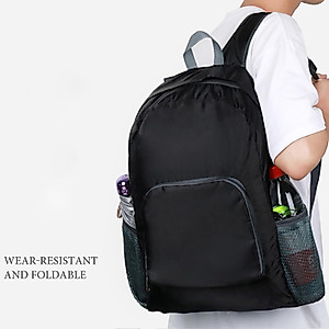 ToutSimple 20L Hiking Daypack, Lightweight Backpack for Travel Camping Outdoor, Foldable Backpack For Men Women(BLACK)