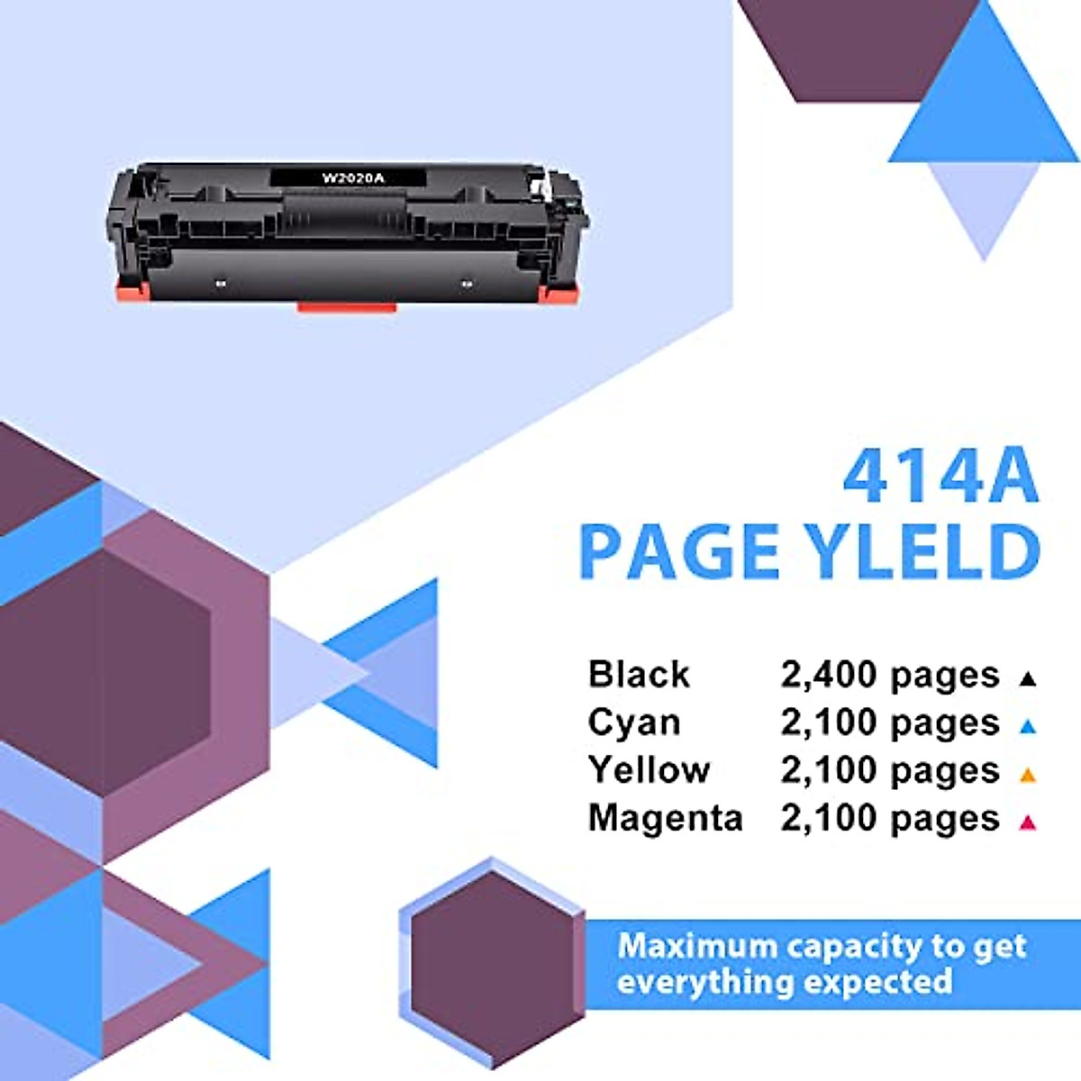 inkalfa 414A Toner Cartridges 4 Pack (with Chip) Compatible Replacement for HP 414A 414X W2020A W2020X Work for HP Color Pro MFP M479fdw M479fdn M454dw M454dn M479 M454 Printer Toner