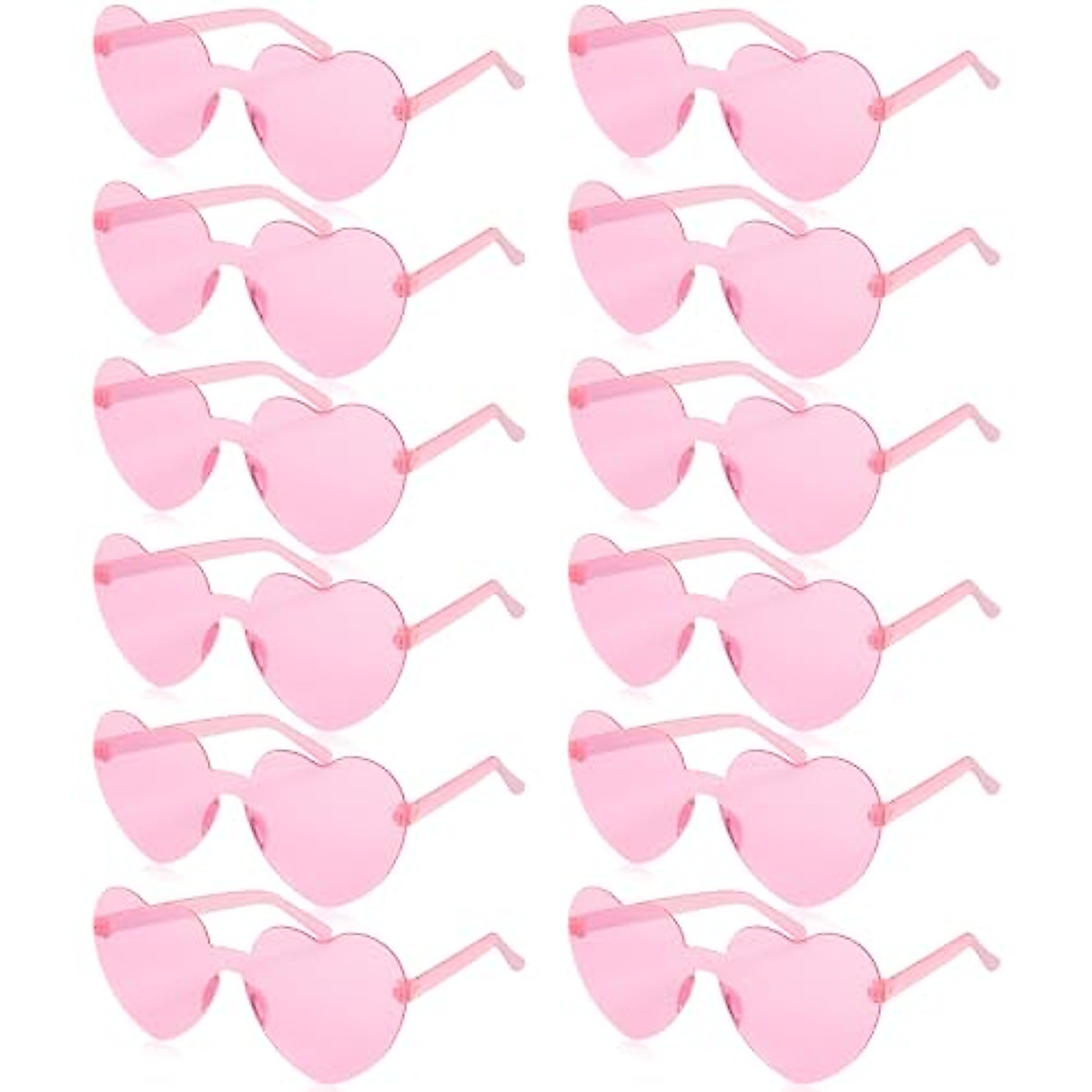 FUNUPUP 12 Pairs Heart Shaped Sunglasses Bulk Rimless Heart Shaped Glasses for Women Bachelorette Party