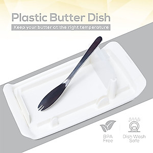 izoi-Plastic Butter Dish with Lid for Countertop and Refrigerator-Butter Keeper, Holder, Tray, Container and Storage Set with Flip-Top, Wide, Small, Covered Design, Food Safe, Dishwasher Safe