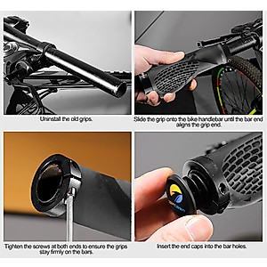 TOPCABIN Bike Grips,Ergonomic Design Bicycle Grips Widen Holding Rubber Bike Handlebar Grips with Aluminum LockGrips for Bike Mountain Road MTB (Rubber White (1 Pair))