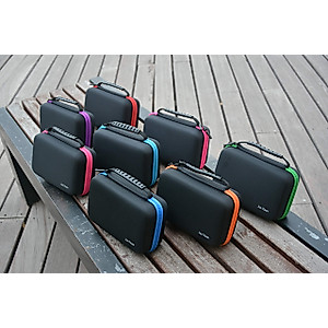 Jun Xuan New 3DS XL and 2DS XL Carrying Case - Fits Wall Charger - 16 Game Card Storage Holders, Hard Shell and Accessories Pocket - Black/Purple