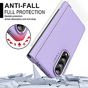 EAXER Compatible with Samsung Galaxy Z Fold 4 Case, Shockproof Plating Lens Hinge Protector Screen Case Cover S Pen Holder with Pen Stylus (Purple)