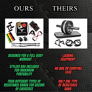 IMMORTAL FITNESS Portable Home Workout Resistance Set - Physical Therapy at Home - Resistance Bands, Jump Rope, Ab Wheel, Push-up Bars, and More! Great for Training at Home or on The Go