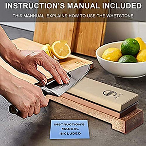 Japanese Knife Sharpener 1000/6000 Grit and Knife Angle Holder Set by B&B japan for Stainless Steel Cutlery and Pointed Carver, Best for Long-Lasting Sharpness, "KING" Trade Mark