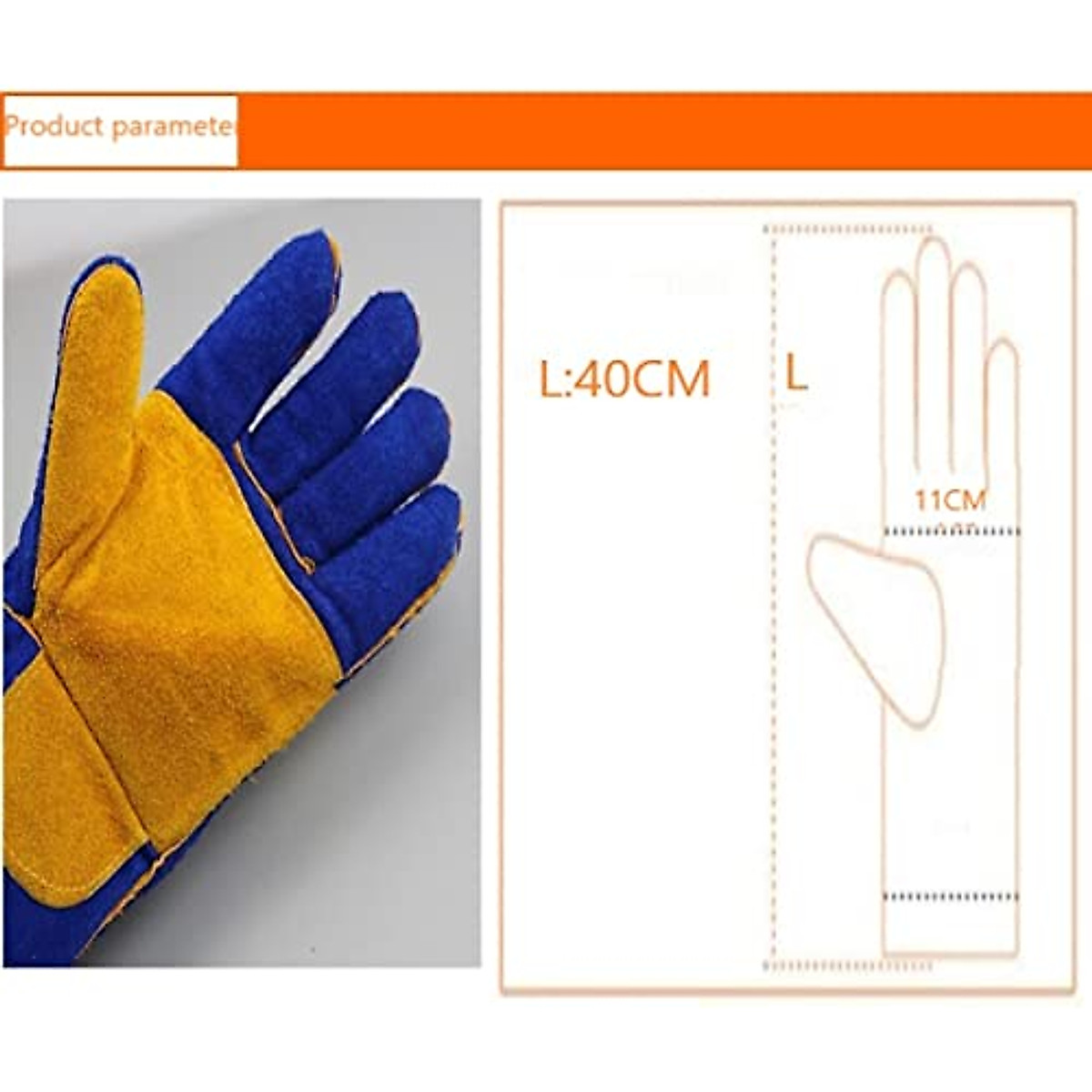 16 Inches Leather Welding Gloves Heat Fire Resistant (Welder gloves)