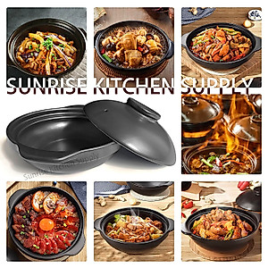 Sunrise Kitchen Supply Black Casserole Clay Pot (40, Ounces)