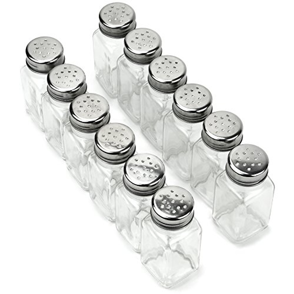 Back of House Ltd. Salt & Pepper, Spices, Seasonings Shakers - Stainless Steel & Glass Restaurant Home Kitchen - 12 Standard