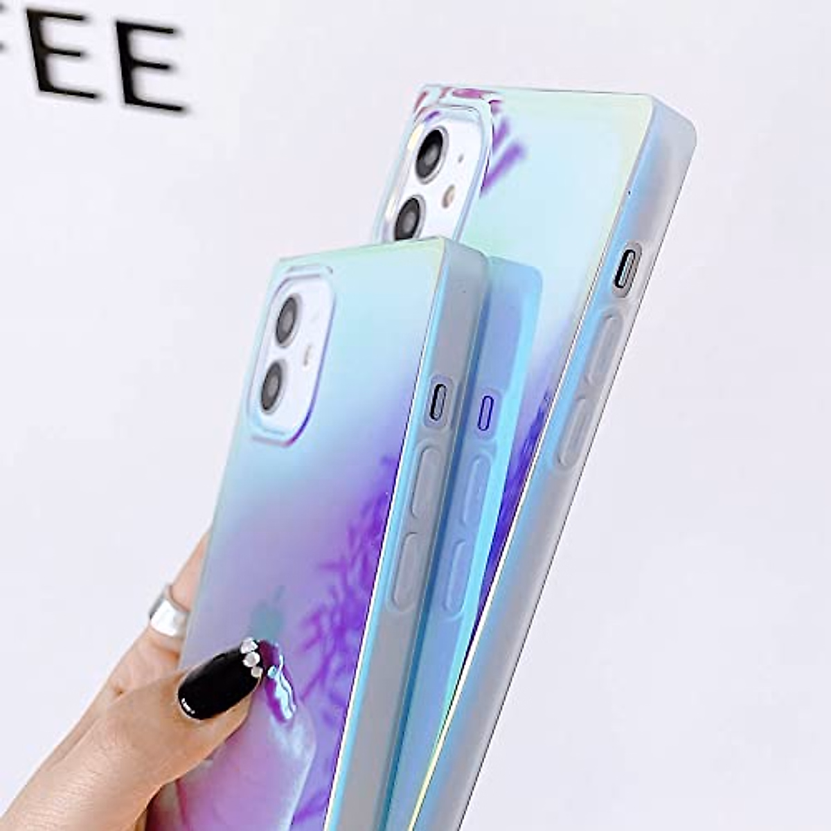 BANAILOA Square iPhone 11 Case Sparkle,Colorful Blue-Ray Laser Holographic Cute Case Soft TPU Luxury Glossy Slim Phone Cover Designed for [ONLY] Apple iPhone 11-6.1 inch