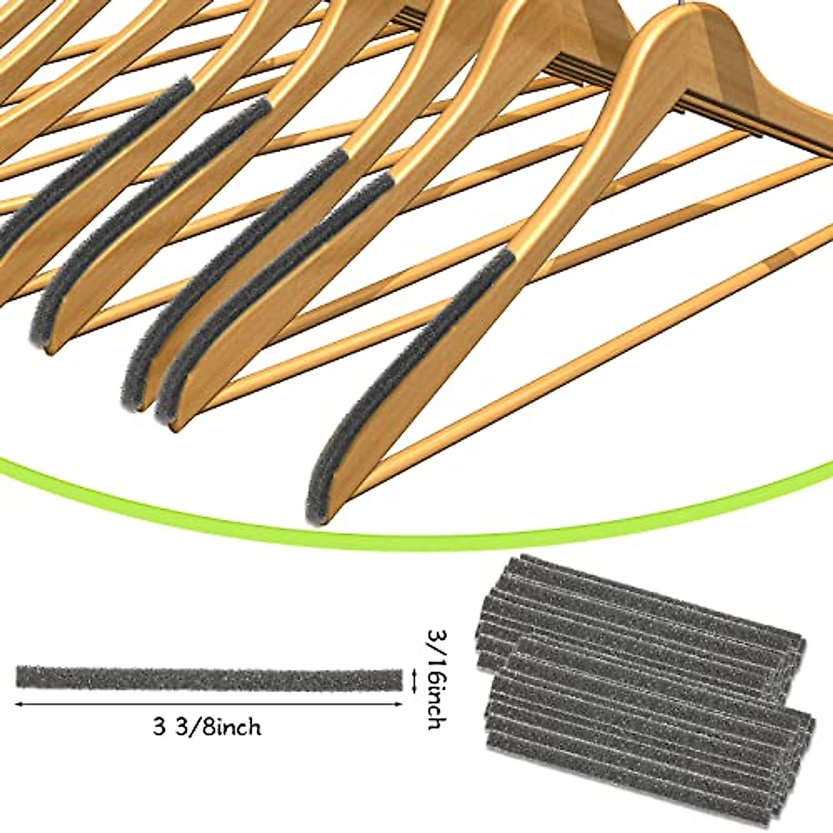 400 Count Hanger Grips Self Sticking Foam Hanger Protection Strips Self Adhesive Hanger Foam Strips Gray No Slip Hanger Strips Thin Protection Garment Tape, Enough for 200 Hangers (3 3/8 x 3/16 Inch)