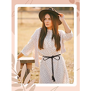 SATINIOR 5 Pieces Women's Tassel Braided Waist Belt Skinny Chain Belts PU Leather Braided Dress Belts Woven Rope Belts Skirt Dress, Christmas Party, Black, White, Beige, Camel and Brown, Different