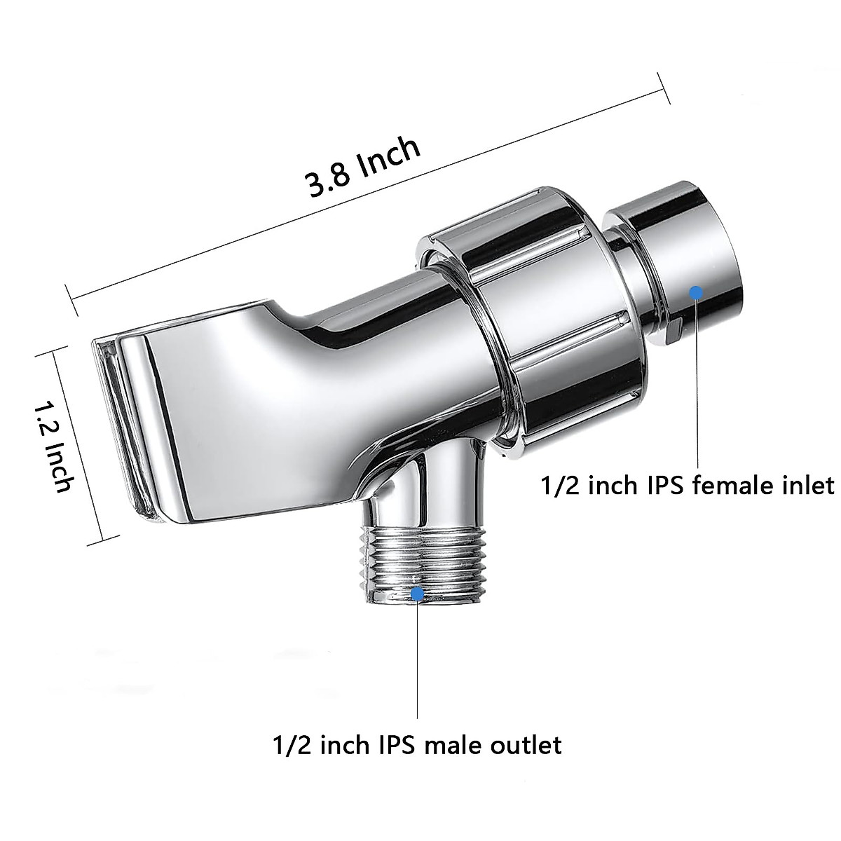 Katezon Shower Head Holder with Solid Brass Ball Joint for Handheld Shower Head, Adjustable Shower Arm Mount for Connecting Shower Arm and Shower Hose, 1/2 Inch (Chrome)