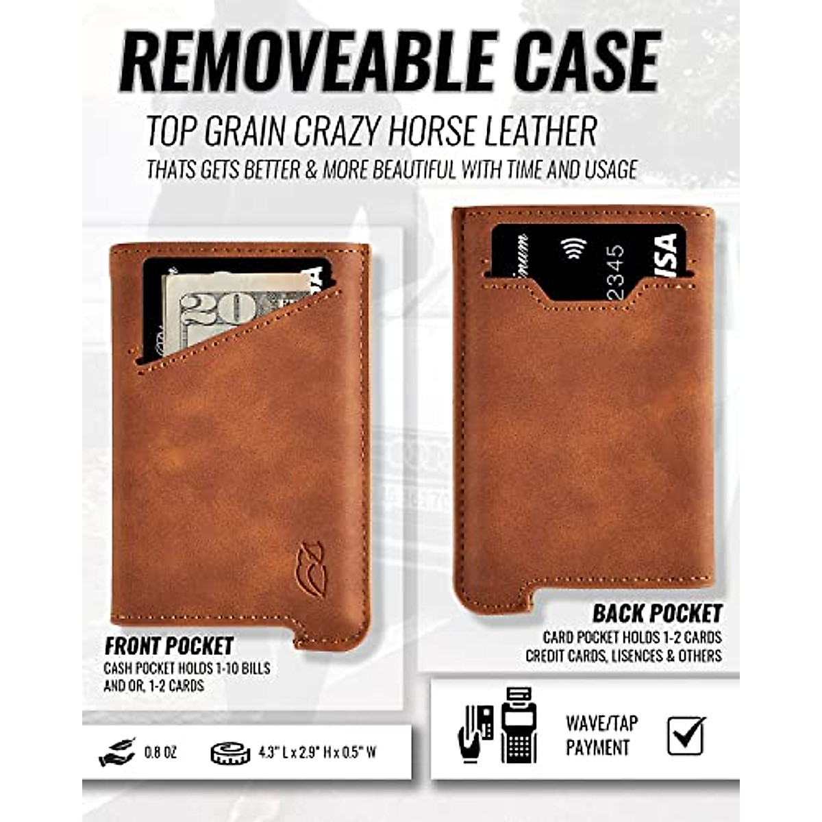 Minimalist Wallet for Men and Women - Mens Wallets RFID Blocking Wallet Hybrid Ejector Wallet for Men Credit Card Holder for Women Best Front Pocket Wallet Quick Card Access EDC Gear (Saddle Brown)