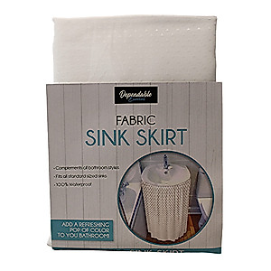 Diamond Stitch Fabric Bathroom Sink Skirt Utility Sink Waterproof Fits Standard Size Sinks Adds Bathroom Storage (White) Large