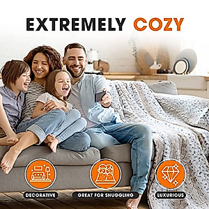 Cheer Collection Embossed Faux Fur Throw Blanket - Ultra Soft Fuzzy Blanket, 60" x 70" - Snow Leopard