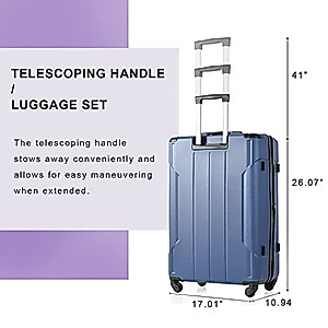Merax Luggage Sets of 2 Suitcases With Wheels Expandable Lightweight, TSA Lock, Hardside Spinner Carry On Luggage, 20 28 inch Blue